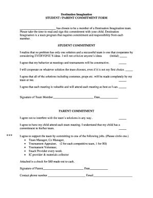 Fillable Online caldi STUDENT PARENT COMMITMENT FORM - bcaldibborgb Fax Email Print - pdfFiller
