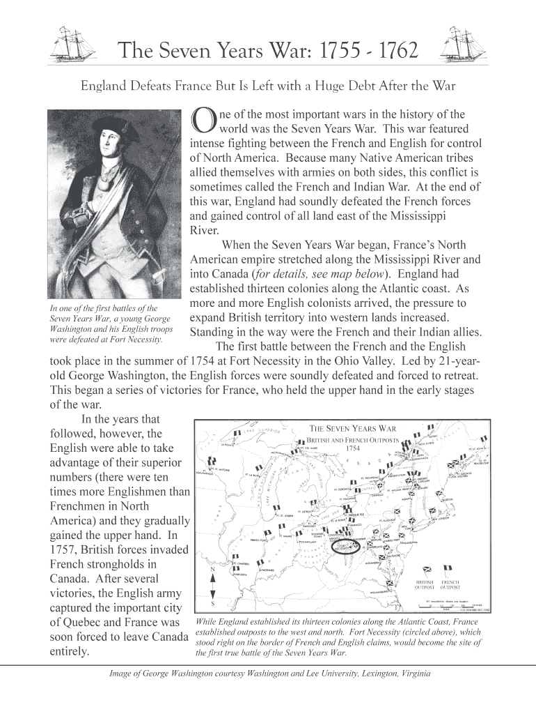 Fillable Online The Seven Years War: 1755 - 1762 - Sultana Education ...