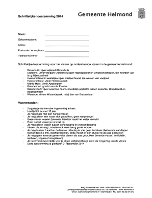 Invulbaar Online helmond Schriftelijke toestemming voor het vissen op ...