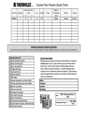 Fillable Online Custom Duct Heater Quote Form - EP Sales Inc Fax Email ...