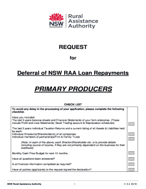 Fillable Online Request for Deferral of NSW RAA Loan Repayments ...