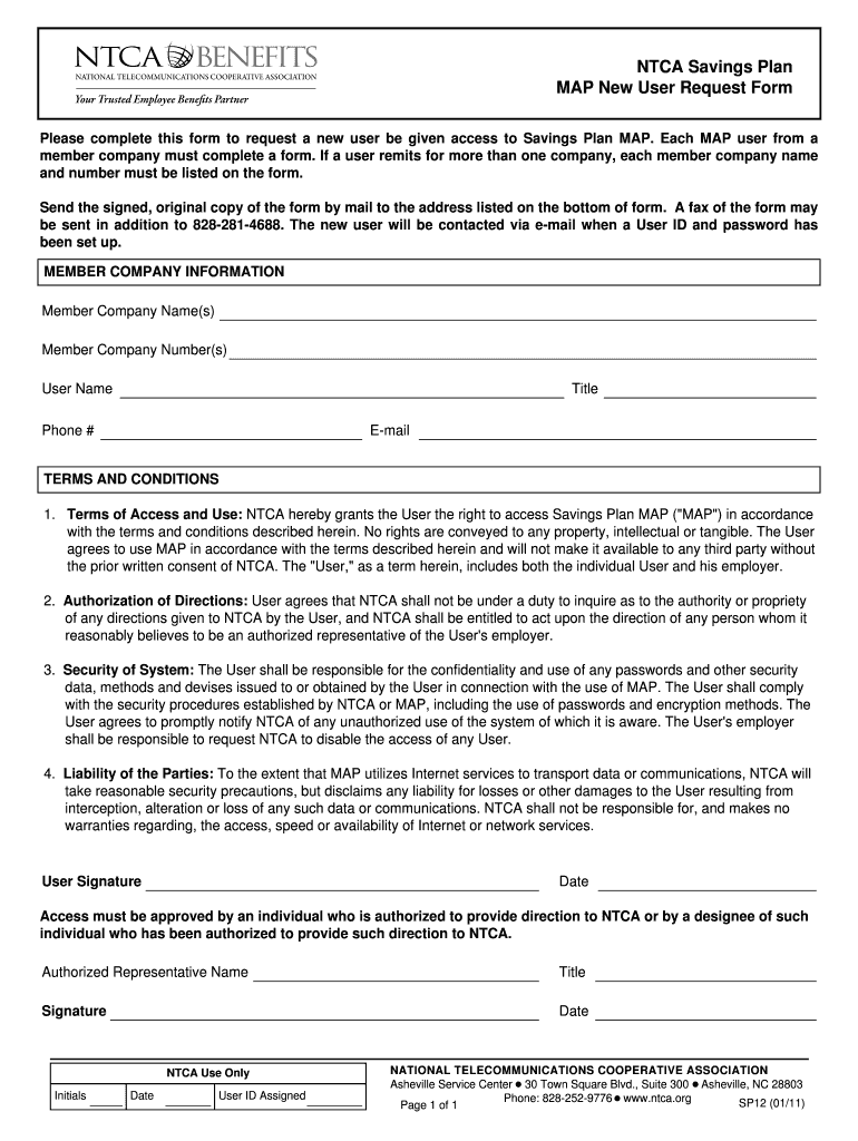 Fillable Online smc ntca BNTCAb Savings Plan MAP New User Request Form ...