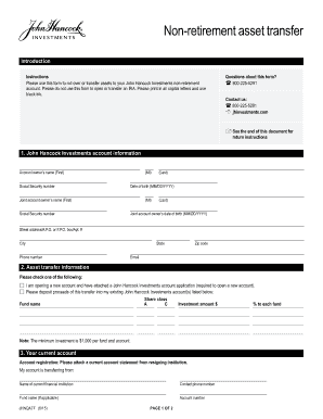 Fillable Online Reset Form Nonretirement asset transfer Introduction ...
