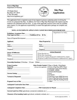 Fillable Online Town of Big Flats Department of Planning Site Plan Application Fax Email Print ...