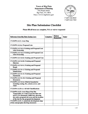 Fillable Online Site Plan Submission Checklist - bigflatsnygov Fax ...