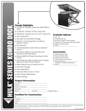 Fillable Online SERIES KOMBO DOCK - Kelley Loading Dock Equipment Fax ...