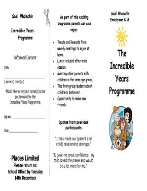 Fillable Online The Incredible Years Would like for myour names to be ...