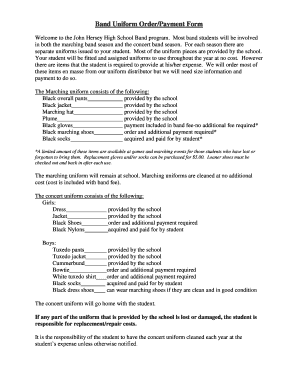 Fillable Online Band Uniform OrderPayment Form Fax Email Print - pdfFiller