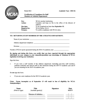 Fillable Online ncaa Name Title Signature Date Print or type include ...