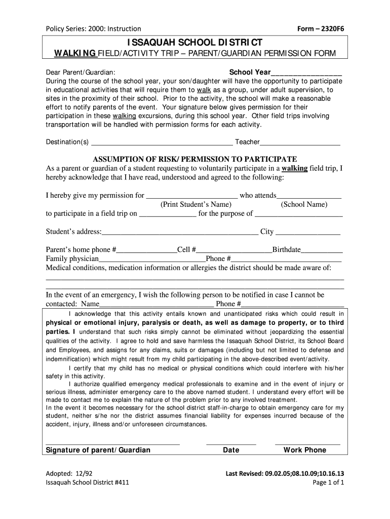 Fillable Online issaquah wednet Policy Series 2000 Instruction Form ...