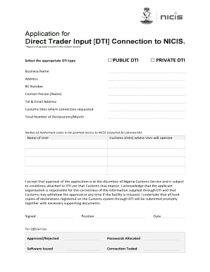 Fillable Online customs gov DTI Application Form NEW2 - customs gov Fax Email Print - pdfFiller