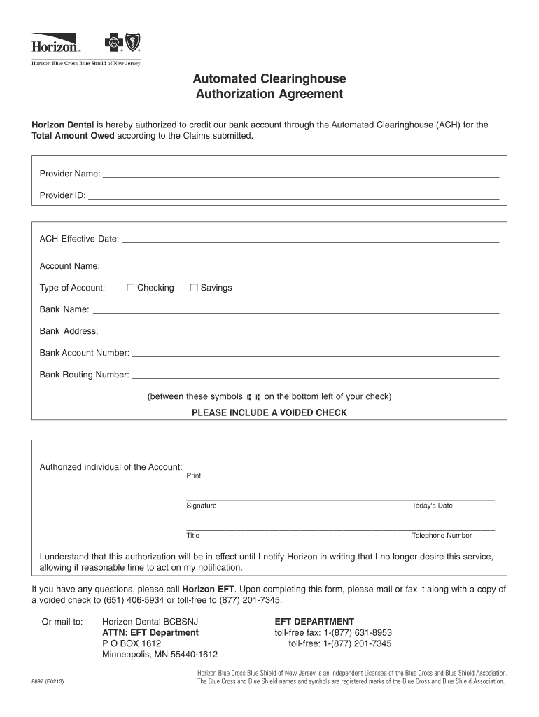 Fillable Online Automated Clearinghouse Authorization Agreement ...