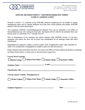 Fillable Online BAFSCMEb Transfer Reassignment Request bFormb - SMCCCD ...