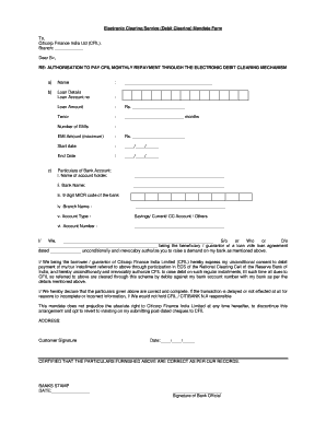 Fillable Online citicorpfinance co Electronic Clearing Service (Debit ...