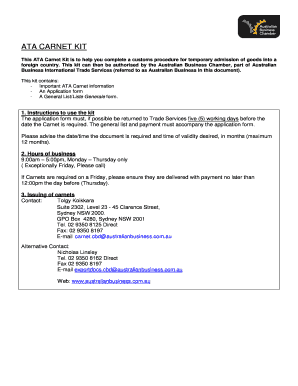 Fillable Online This ATA Carnet Kit is to help you complete a customs ...
