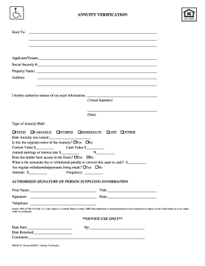 Fillable Online hrdewv ANNUITY VERIFICATION - hrdewvorg Fax Email Print ...