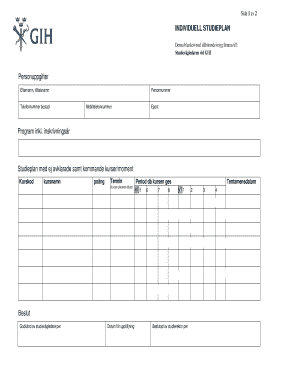 Fillable Online gih Individuell studieplan 2012.pdf - GIH Fax Email Print - pdfFiller