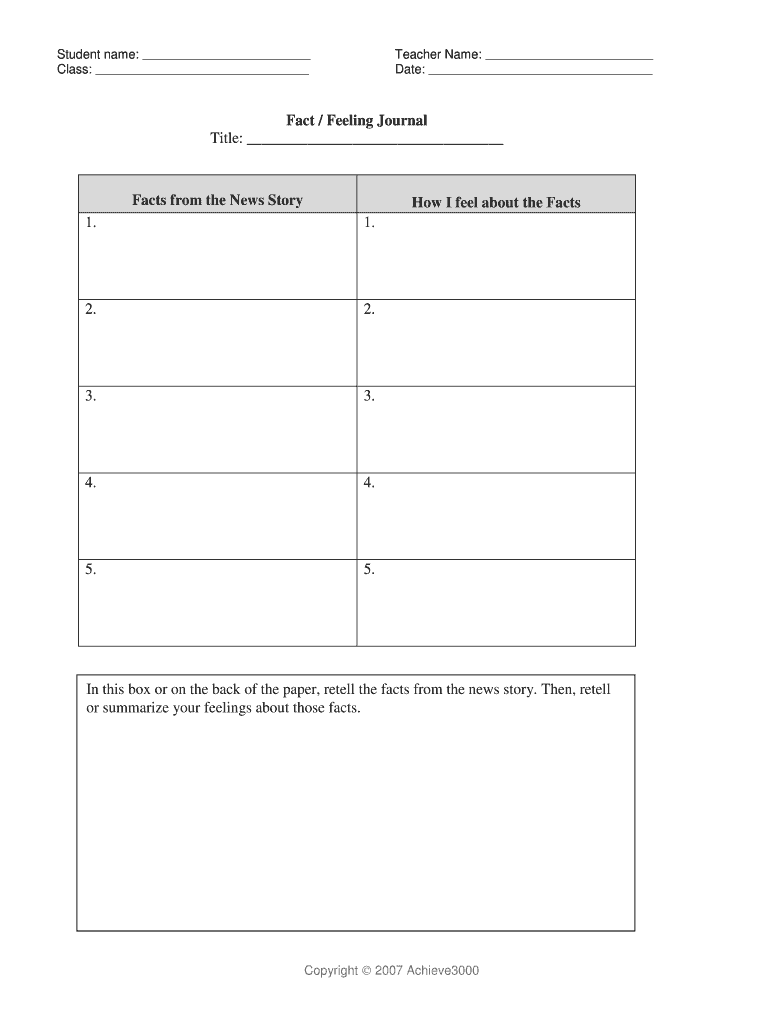 Fillable Online Fact Feeling Journal.doc Fax Email Print - pdfFiller