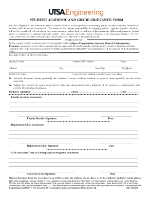 Fillable Online Academic and Grade Grievance Procedures - College of ...