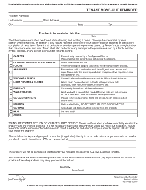 Fillable Online TENANT mOVE-OUT REmINDER - bstoneridgerentalsb Fax ...