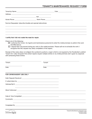 Fillable Online TenAnts MAIntenAnce reqUest ForM - bstoneridgerentalsb ...