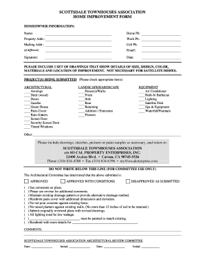 Fillable Online SCOTTSDALE TOWNHOUSES ASSOCIATION HOME IMPROVEMENT FORM ...