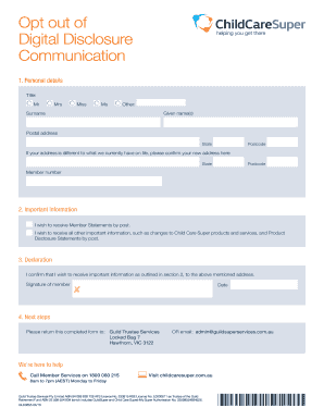 Fillable Online Opt out of Digital Disclosure Communication - Child ...