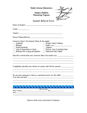 Fillable Online Student Referral Form - Noble Avenue Elementary Fax ...