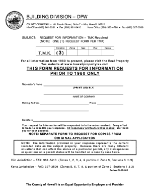 Fillable Online BUILDING DIVISION DPW - infohawaiilifecom Fax Email ...