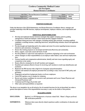 Fillable Online Human Resource Coordinator Fax Email Print - pdfFiller