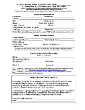 Fillable Online stfrancislzschool St Francis de Sales Athletic ...