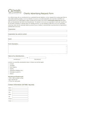 Fillable Online Charity Advertising Request Form Fax Email Print ...