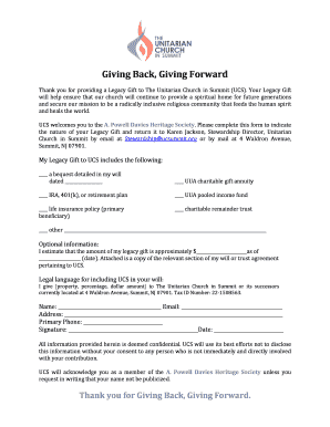 Fillable Online Thank you for Giving Back, Giving Forward. Giving Back ...