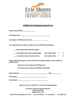 Fillable Online escfcu ATMDebit Card Replacement Request Form Fax Email ...