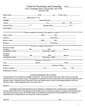 Fillable Online New Client Packet - Center for Psychology & Counseling ...