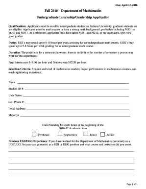 Fillable Online math indiana Fall 2016 Department of Mathematics ...