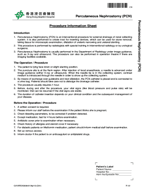 Fillable Online hkbh org Percutaneous Nephrostomy (PCN) is an ...