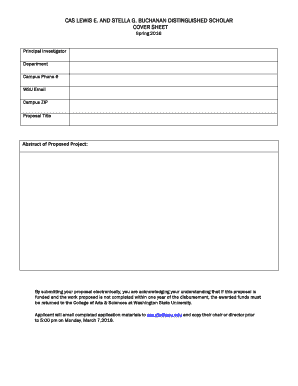Fillable Online cas wsu Cover Sheet - College of Arts and Sciences ...