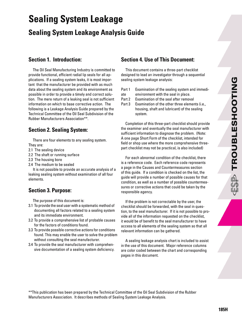 Fillable Online Sealing System Leakage - ESP International Fax Email ...