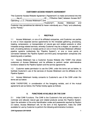 Fillable Online CUSTOMER ACCESS WEBSITE AGREEMENT ... - WordPress.com ...