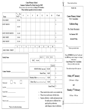 Fillable Online comoprimaryschool wa edu Como Primary School Summer ...