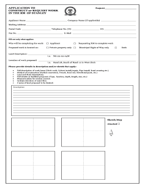 Fillable Online Public Works Application for Work in RM ROW Fax Email ...