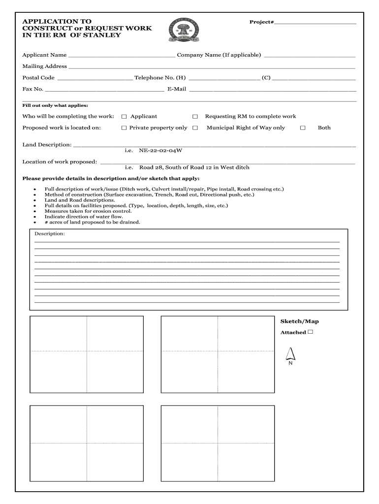 Fillable Online Public Works Application for Work in RM ROW Fax Email ...