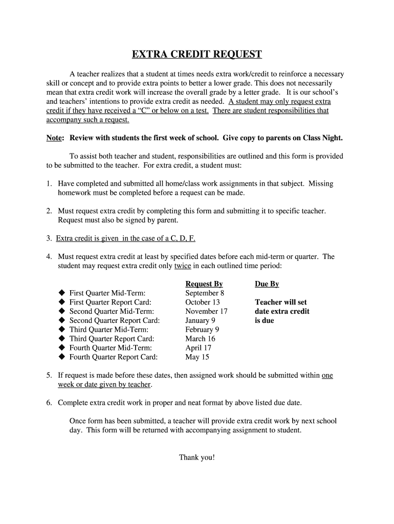 Fillable Online olpschool 15-16 Extra Credit Request Schedule & Form ...