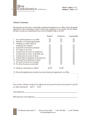 Fillable Online Patient Comment Card Fax Email Print - pdfFiller