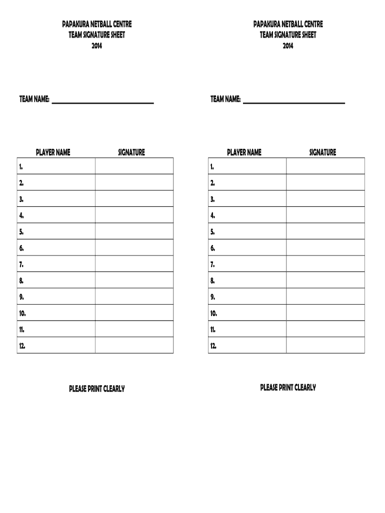 Netball Team Sheet Template - Fill Online, Printable, Fillable, Blank ...