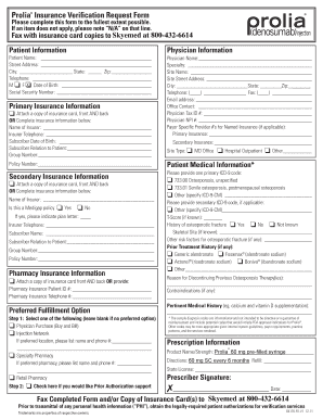 Prolia Insurance Verification Form - Fill Online, Printable, Fillable ...