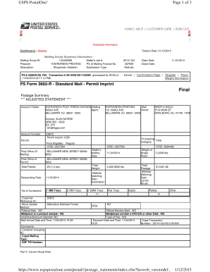 Fillable Online PS Form b3602b-bRb - Standard Mail - Permit Imprint ...