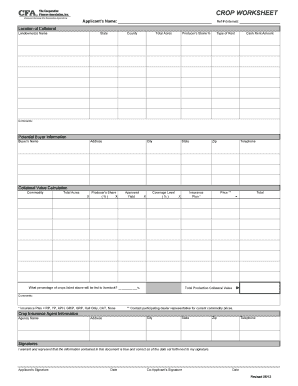 Fillable Online midwestfarmers Crop Worksheet Rev 06-12 - Midwest ...