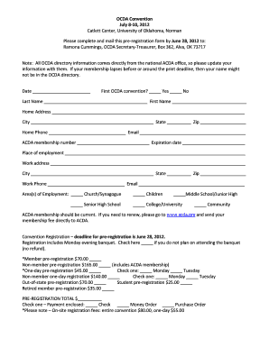 Fillable Online oklacda OCDA Convention July 8-10, 2012 Catlett Center ...